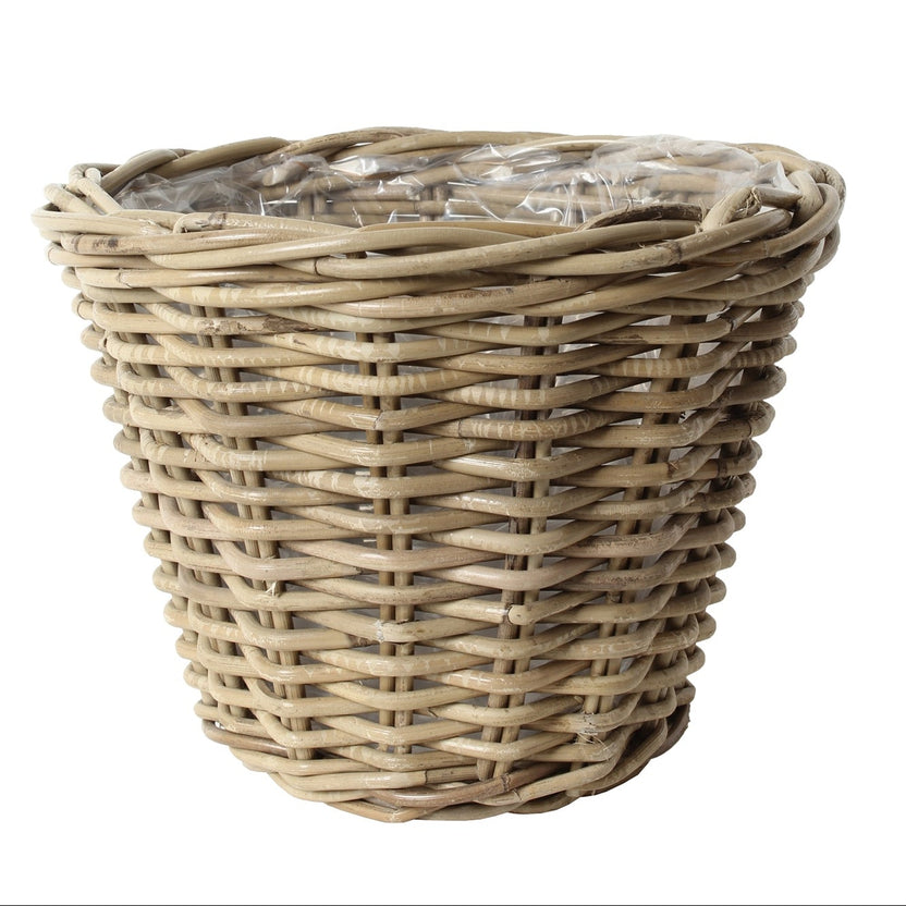 Handwoven Rattan Round Flower Basket 18" | Rustic Indoor Planter Basket ...
